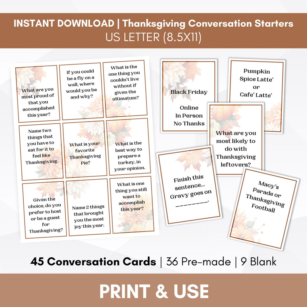 Thanksgiving Conversation Starters Game - Simple Desert Designs