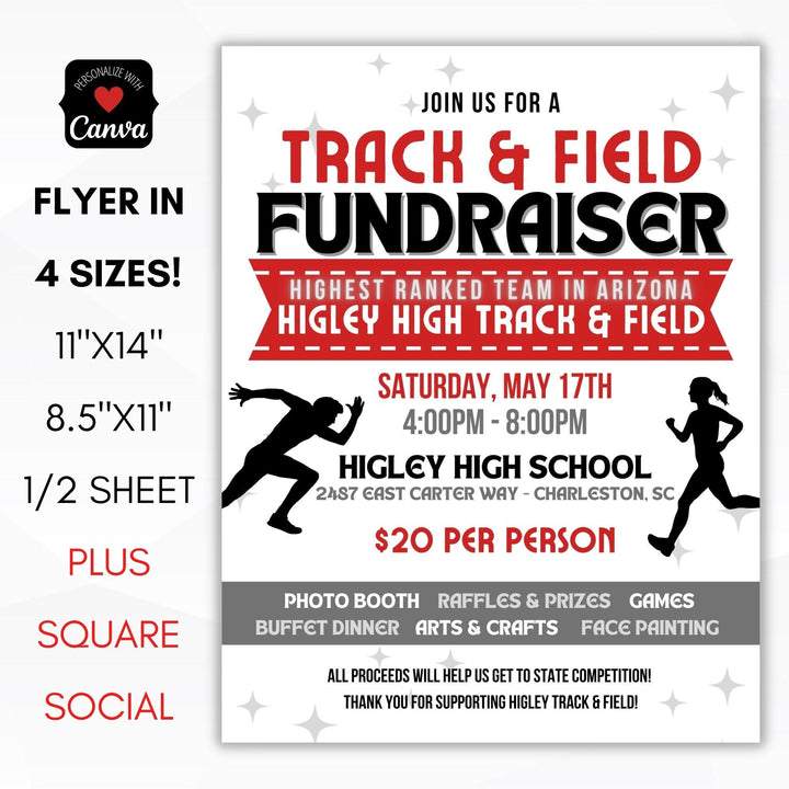 Editable Track & Field Fundraiser Flyers – Simple Desert Designs