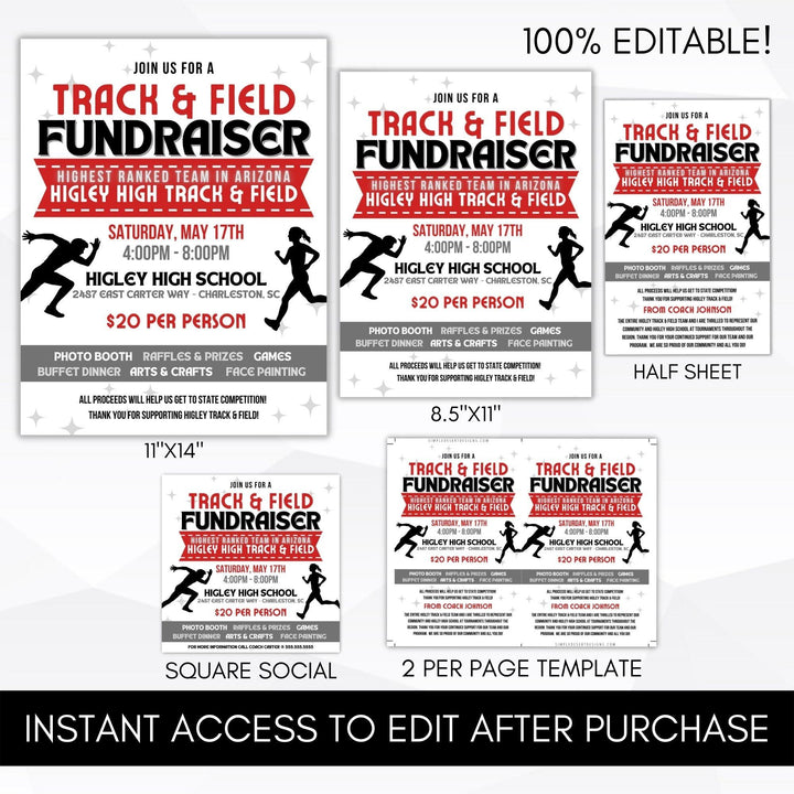 Editable Track & Field Fundraiser Flyers – Simple Desert Designs