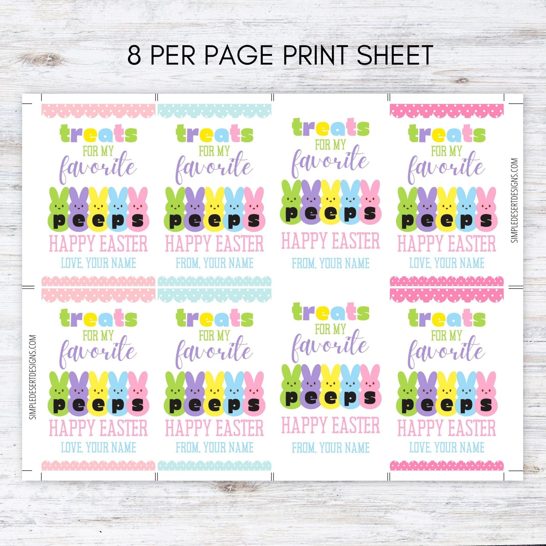 Treats for Favorite Peeps Easter Tags – Simple Desert Designs