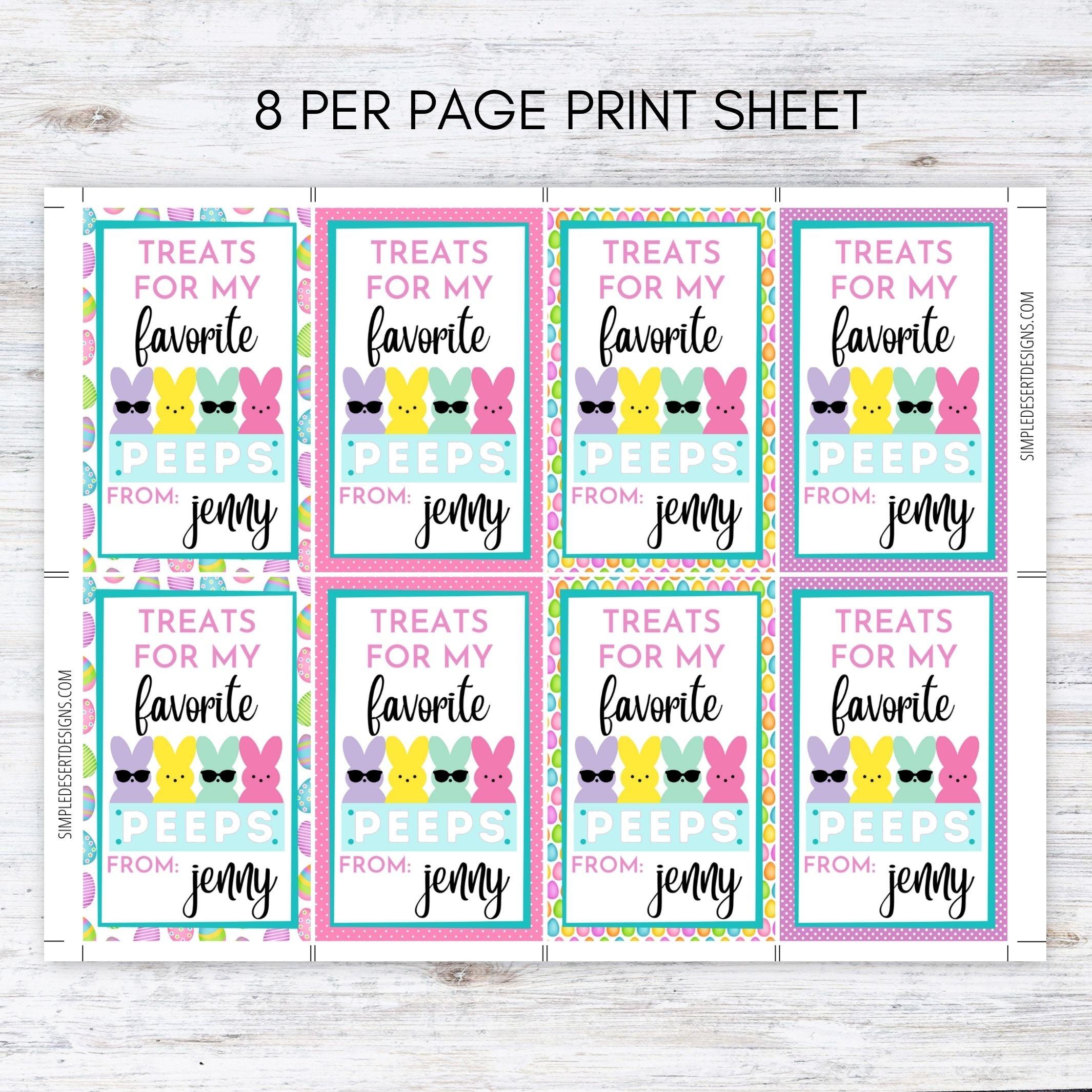 Editable Easter Tag Template with Peeps Design - Simple Desert Designs