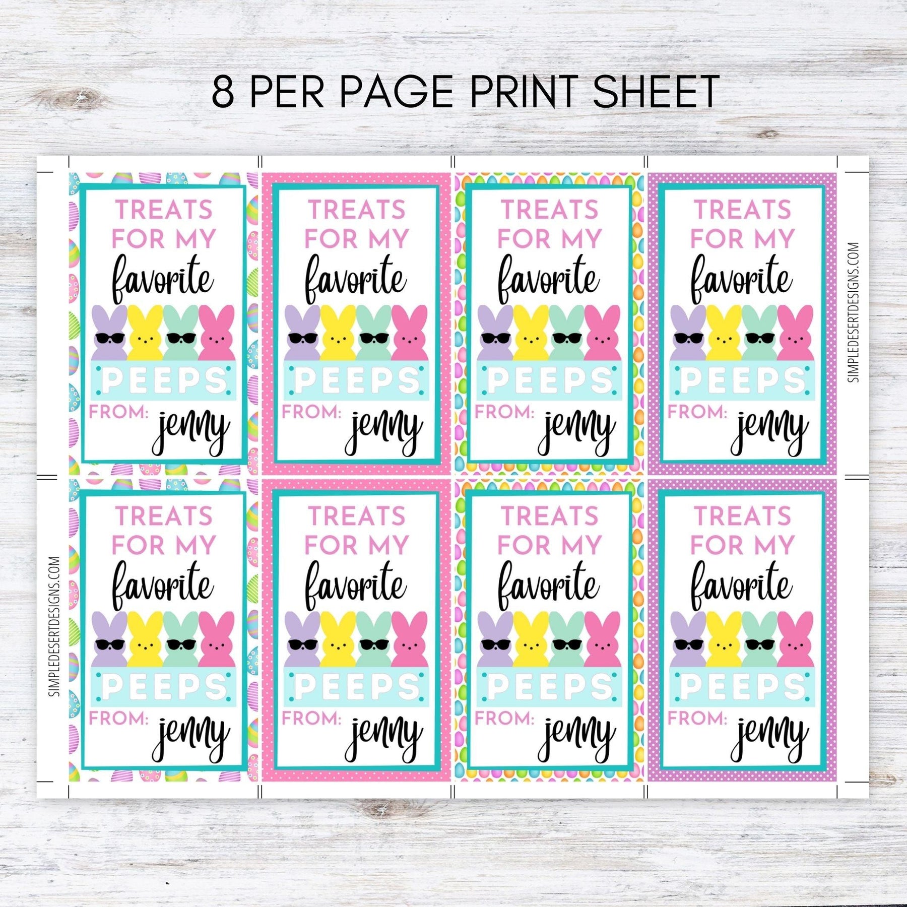 Treats for my Peeps Easter Gift Favor Tag – Simple Desert Designs