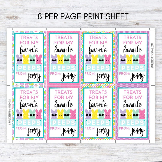 Treats for my Peeps Easter Gift Favor Tag – Simple Desert Designs