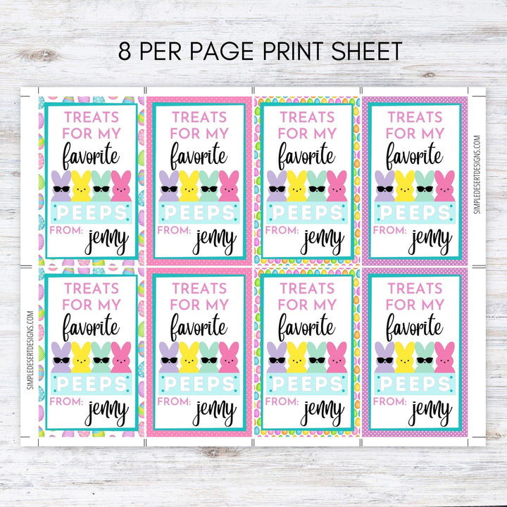 Treats for my Peeps Easter Gift Favor Tags | Simple Desert Designs