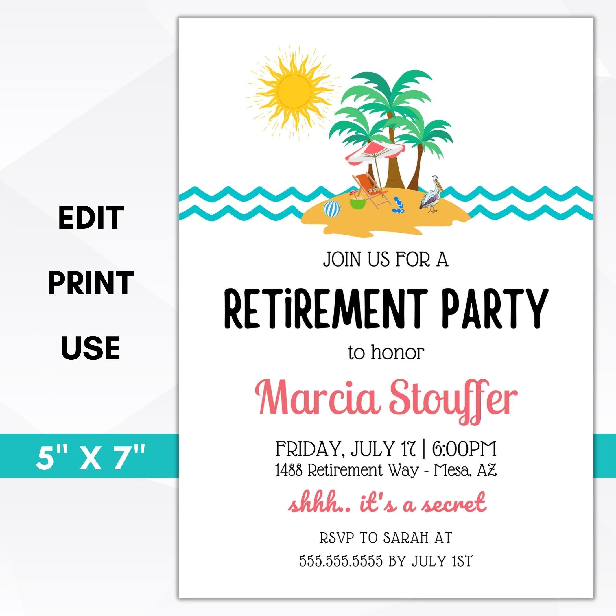 Beach Retirement Party Invitations Template