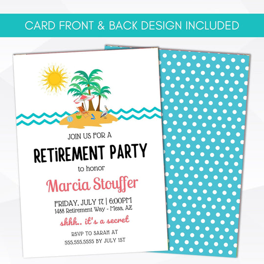 Tropical Luau Themed Retirement Party Invite | Simple Desert Designs
