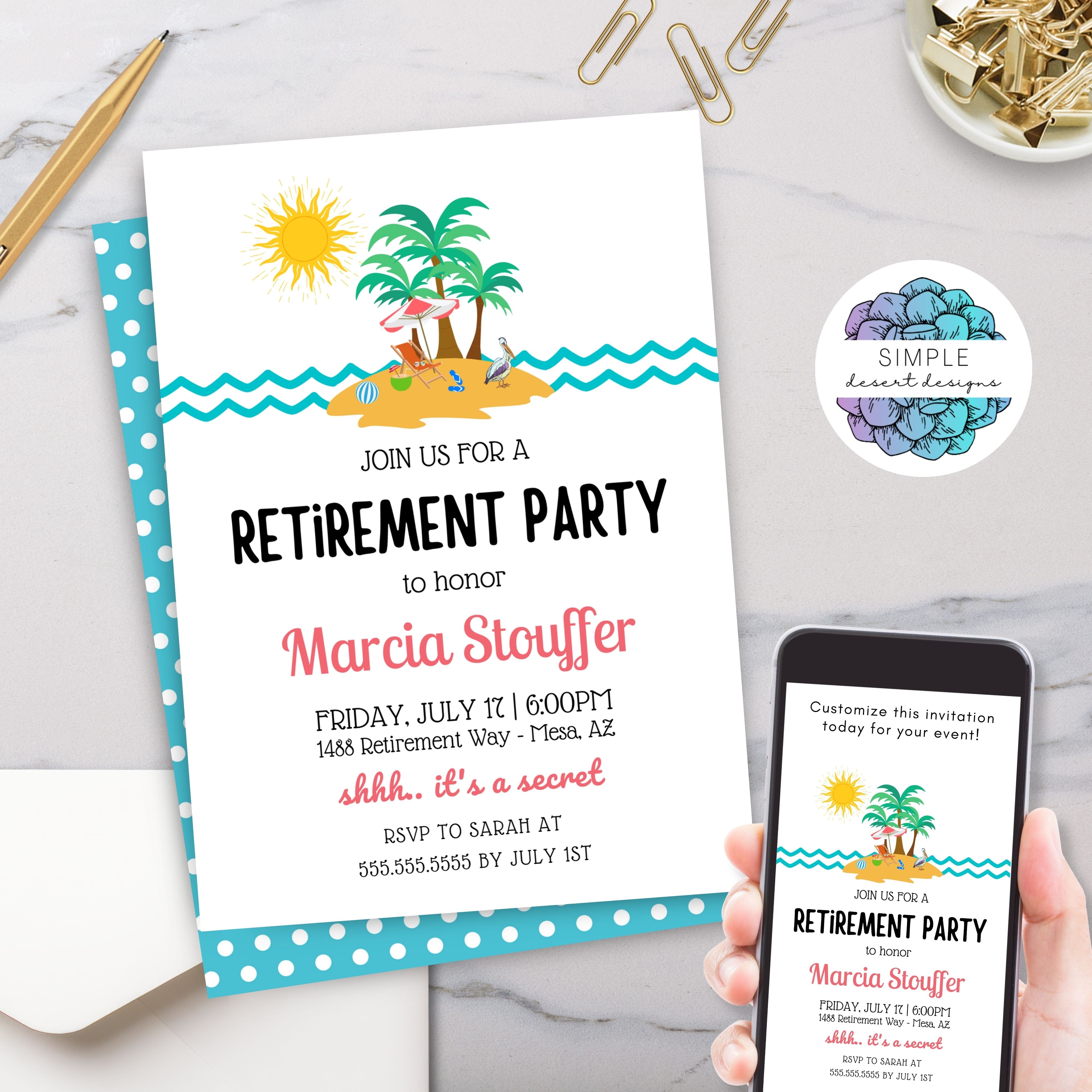 Luau Retirement Party Invitations Farewell Aloha Invitation Card