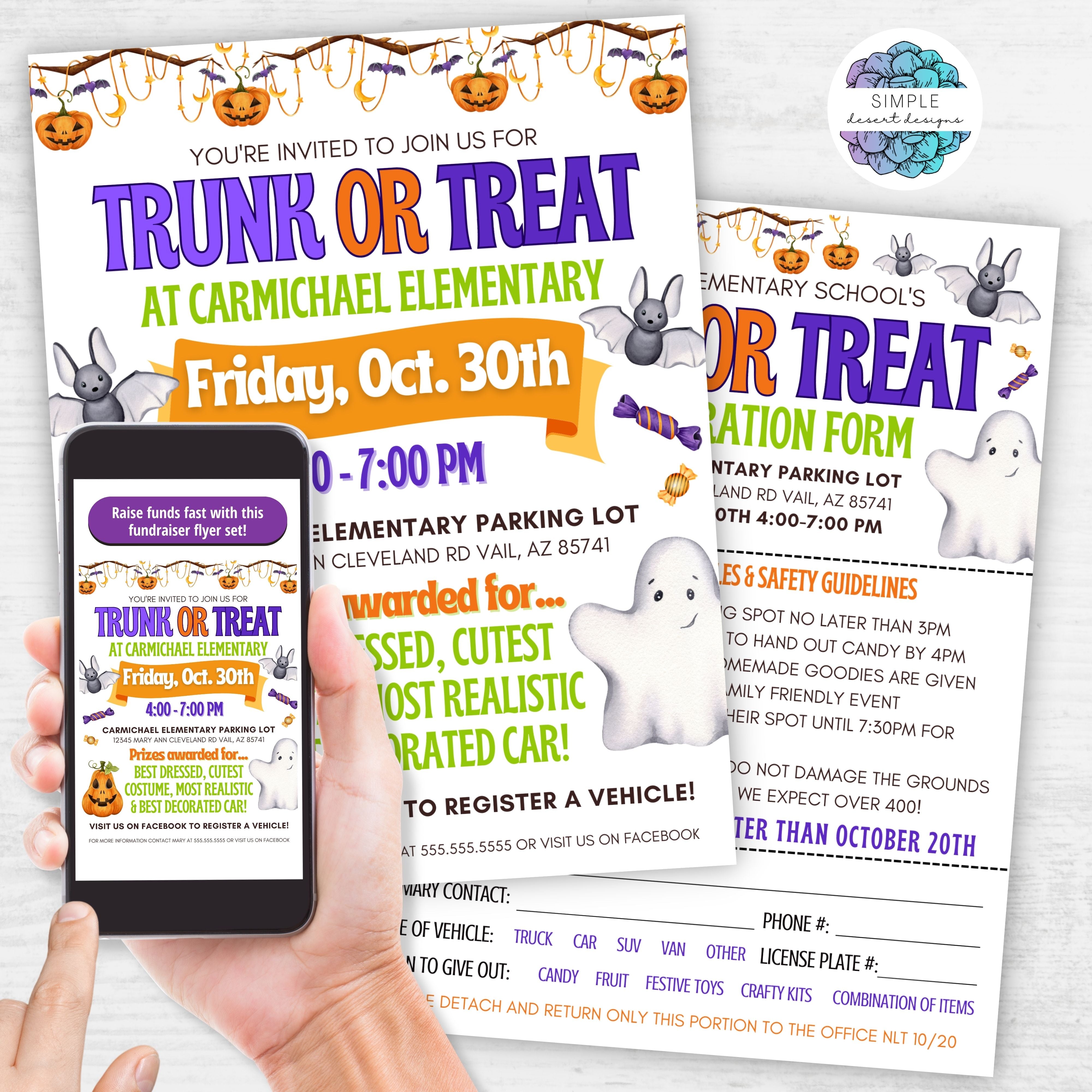 Trunk or Treat Flyers Set – Simple Desert Designs