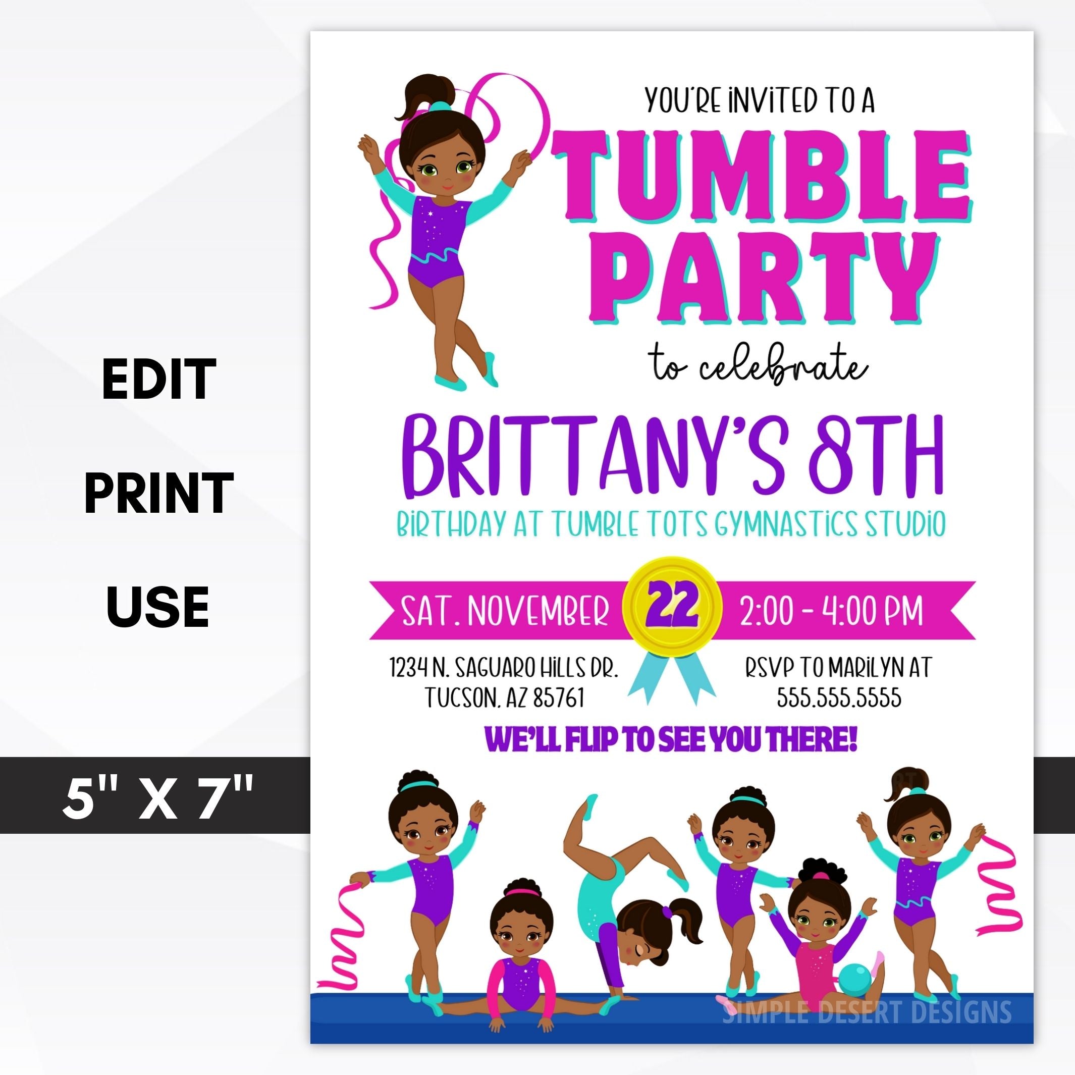 Cute Tumble Party Invitation – Simple Desert Designs