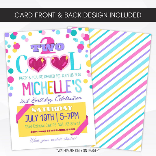 Two Cool Birthday Party Invitation | Simple Desert Designs