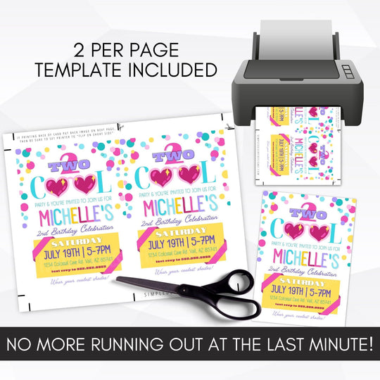 Two Cool Birthday Party Invitation | Simple Desert Designs