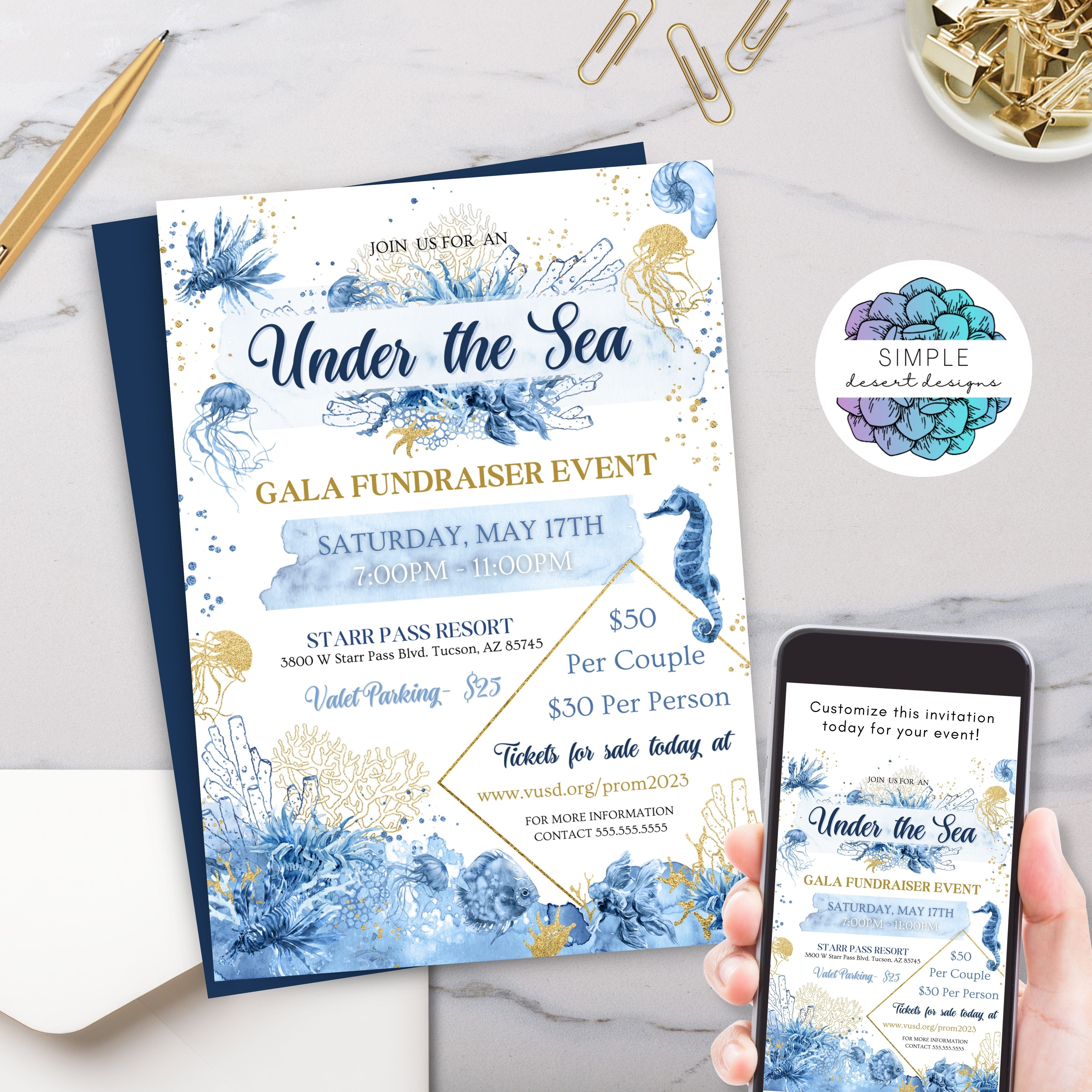Under the Sea Charity Gala Invitation – Simple Desert Designs
