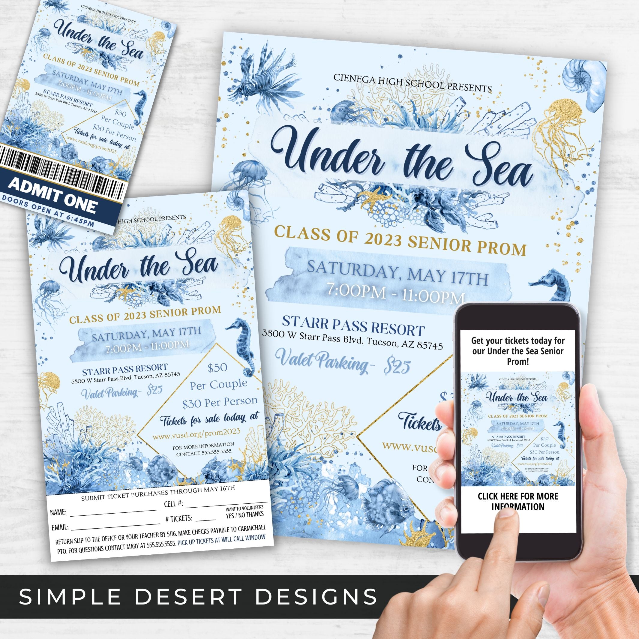 Under the Sea Prom Flyers Ticket Bundle – Simple Desert Designs