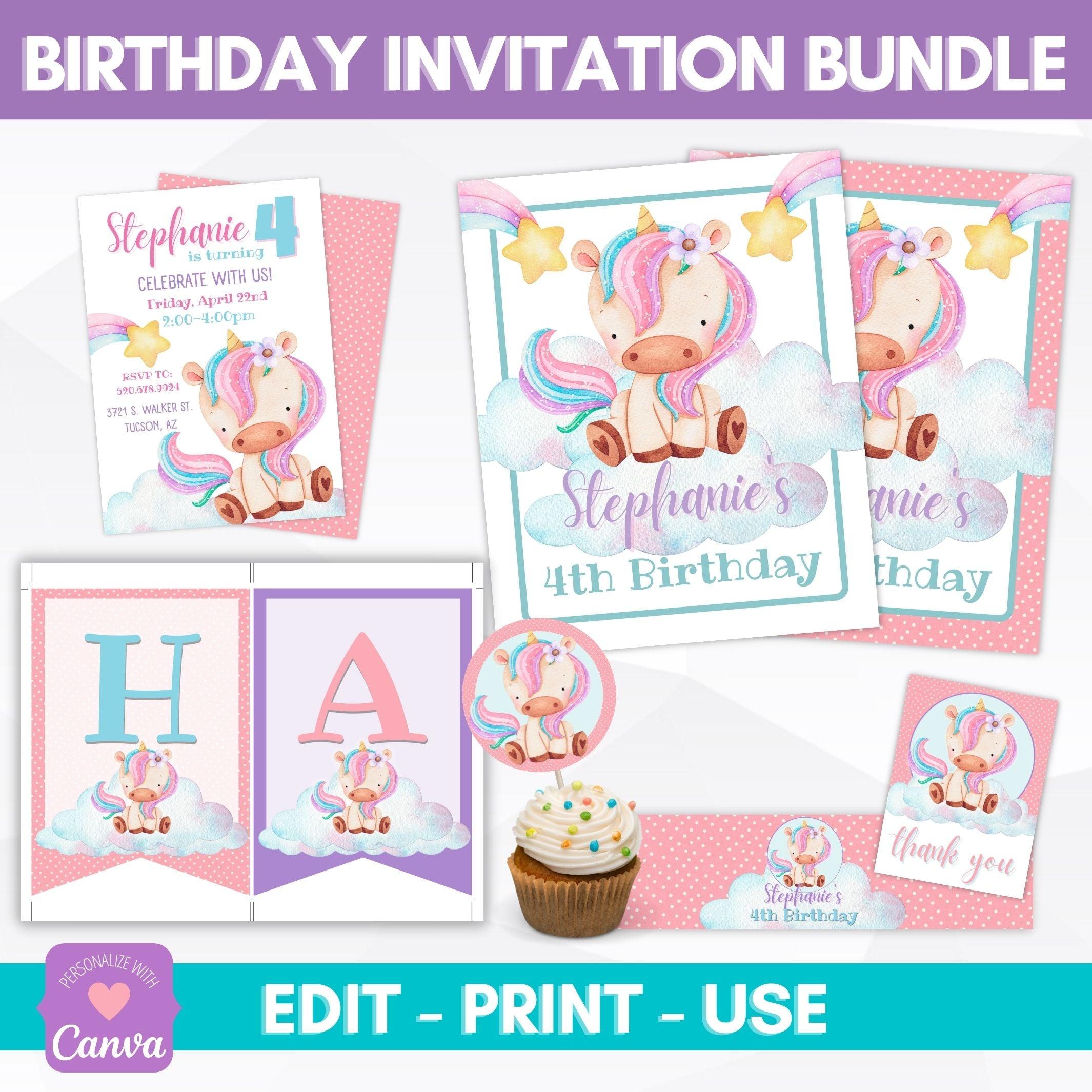 Rainbow Unicorn Birthday Party Bundle – Simple Desert Designs