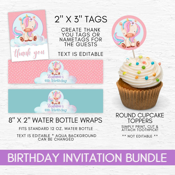 Rainbow Unicorn Birthday Party Bundle | Simple Desert Designs