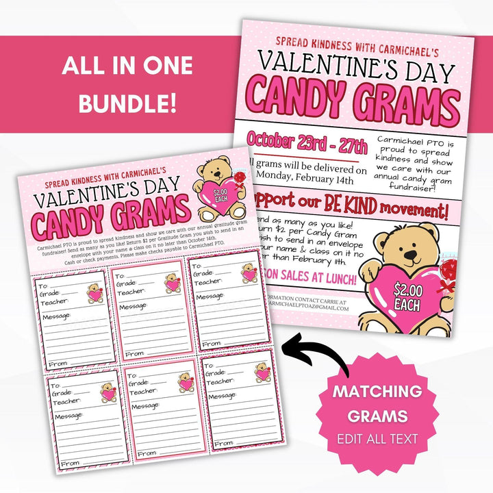 Valentine Candy Gram Teddy Bear Flyer Set | Simple Desert Designs