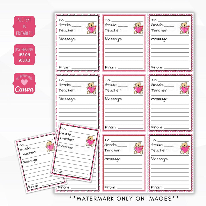 Valentine Candy Gram Teddy Bear Flyer Set | Simple Desert Designs