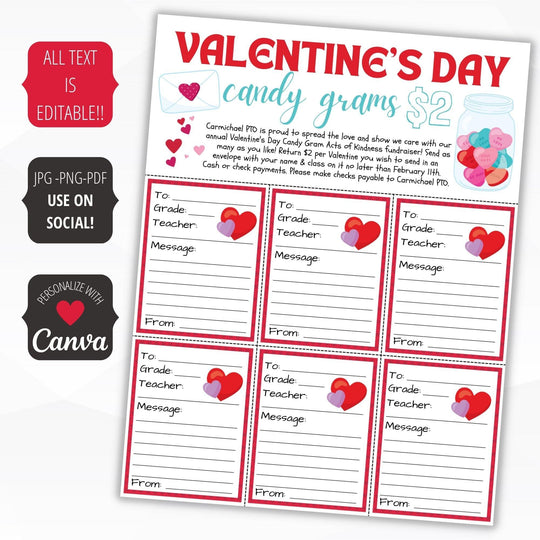 Valentine's Day Candy Gram Sheet – Simple Desert Designs