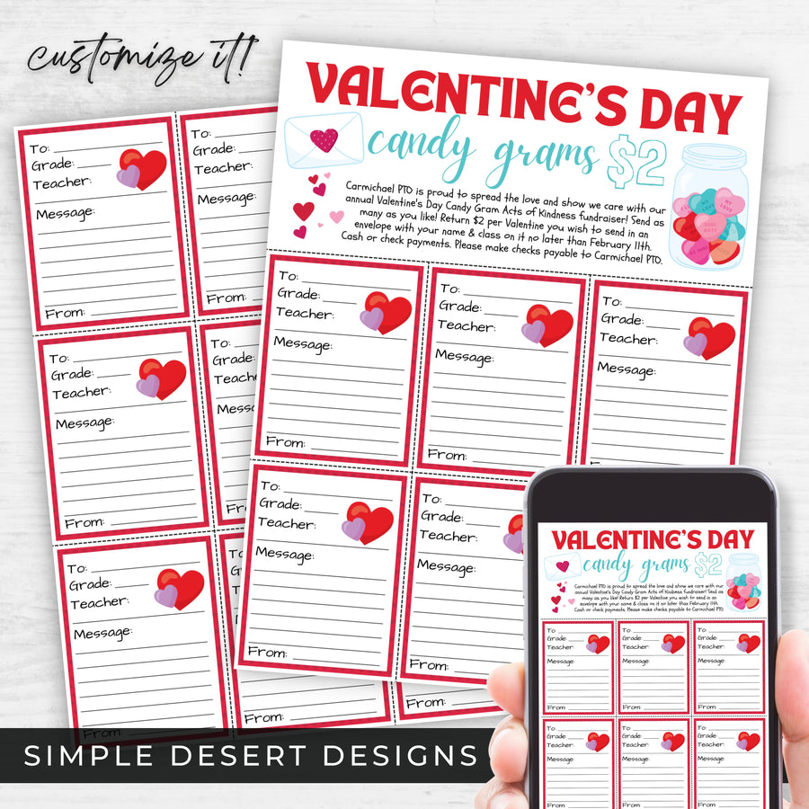Valentine's Day Candy Gram Sheet – Simple Desert Designs