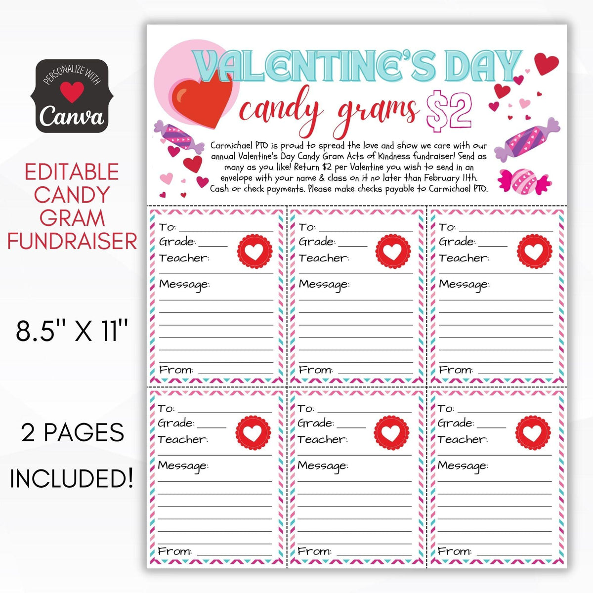 Valentine Candy Gram Flyer - Simple Desert Designs