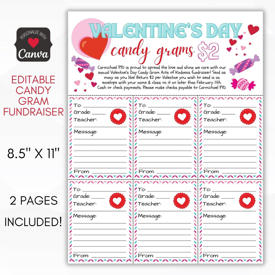Valentines Candy Gram Fundraiser Sheet – Simple Desert Designs