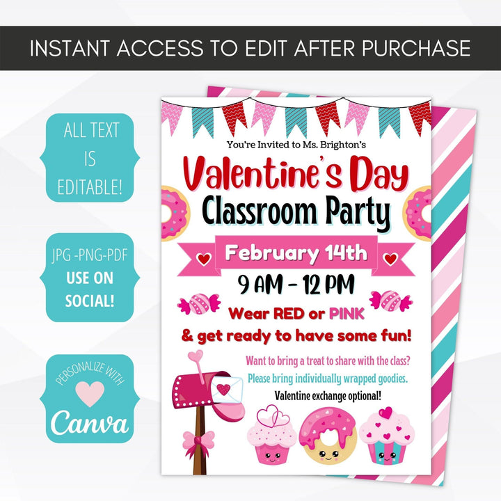 Valentines Classroom Party Invite – Simple Desert Designs