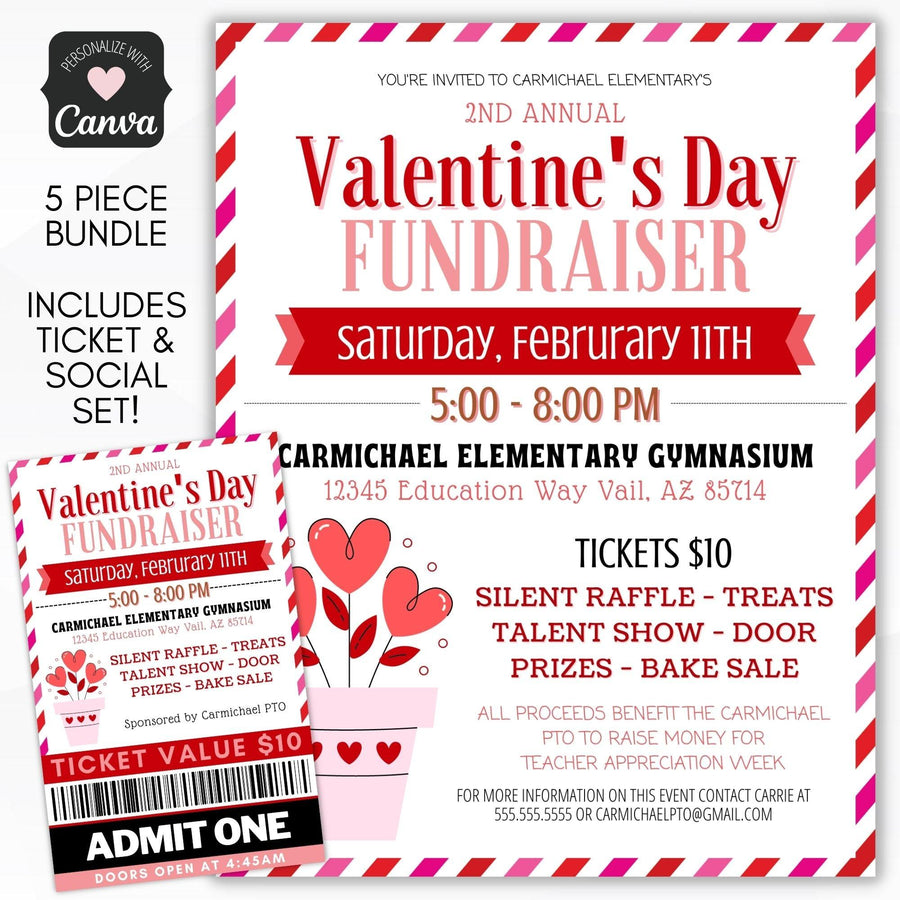 Valentines Fundraiser Flyer Ticket Bundle – Simple Desert Designs
