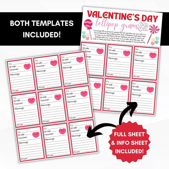 Valentines Lollipop Grams Sheet | Simple Desert Designs