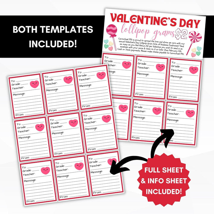 Valentines Lollipop Grams Sheet | Simple Desert Designs