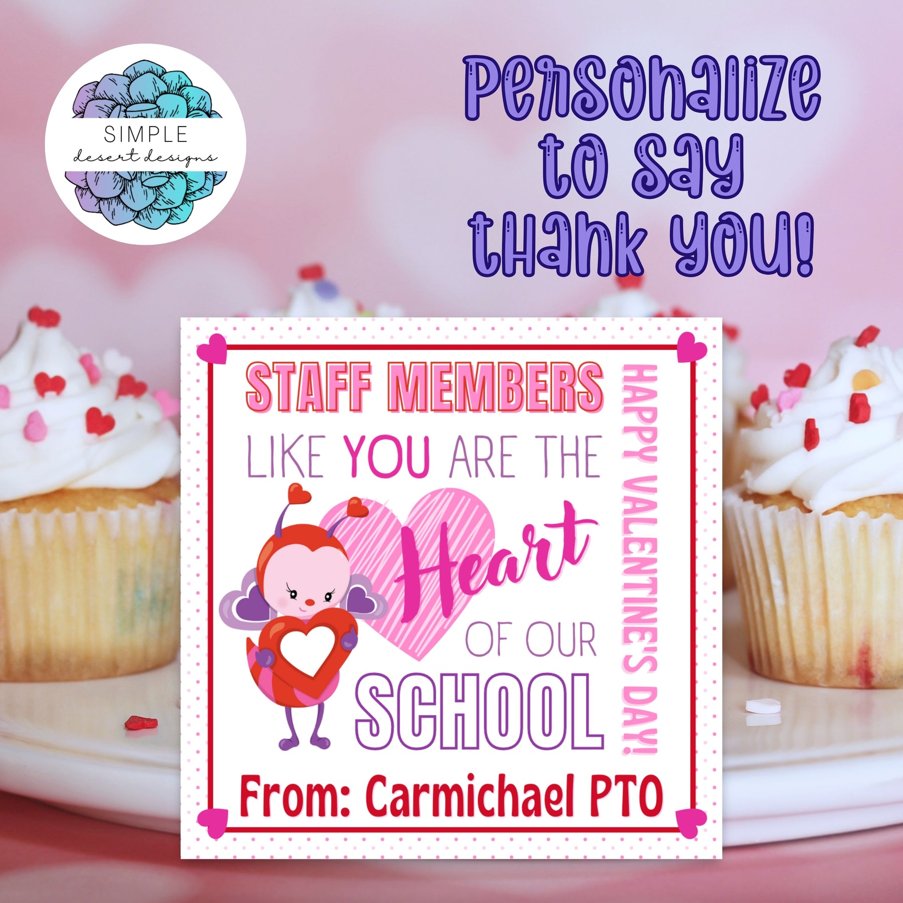 Appreciation Valentines Square Tags – Simple Desert Designs