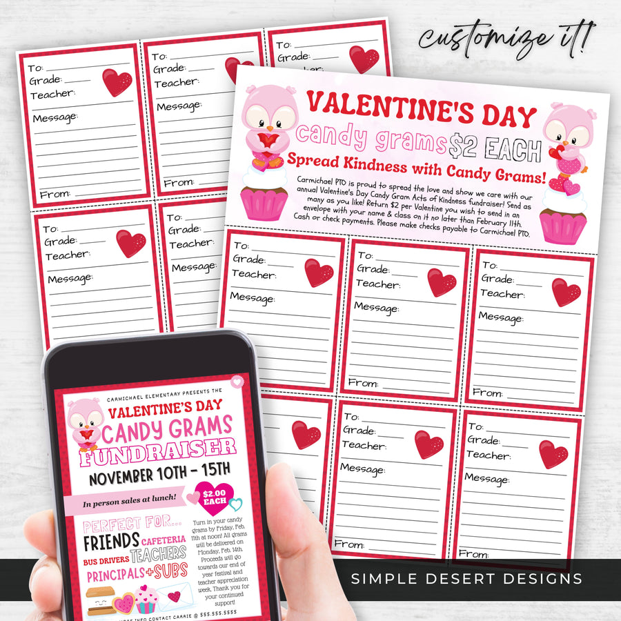 Cute Valentines Candy Gram Fundraiser – Simple Desert Designs