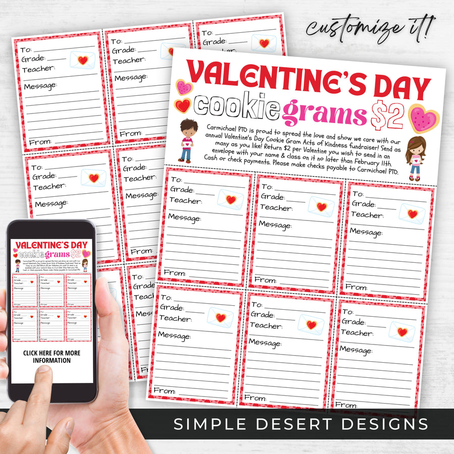 Valentines Cookie Gram Fundraiser Sheet | Simple Desert Designs