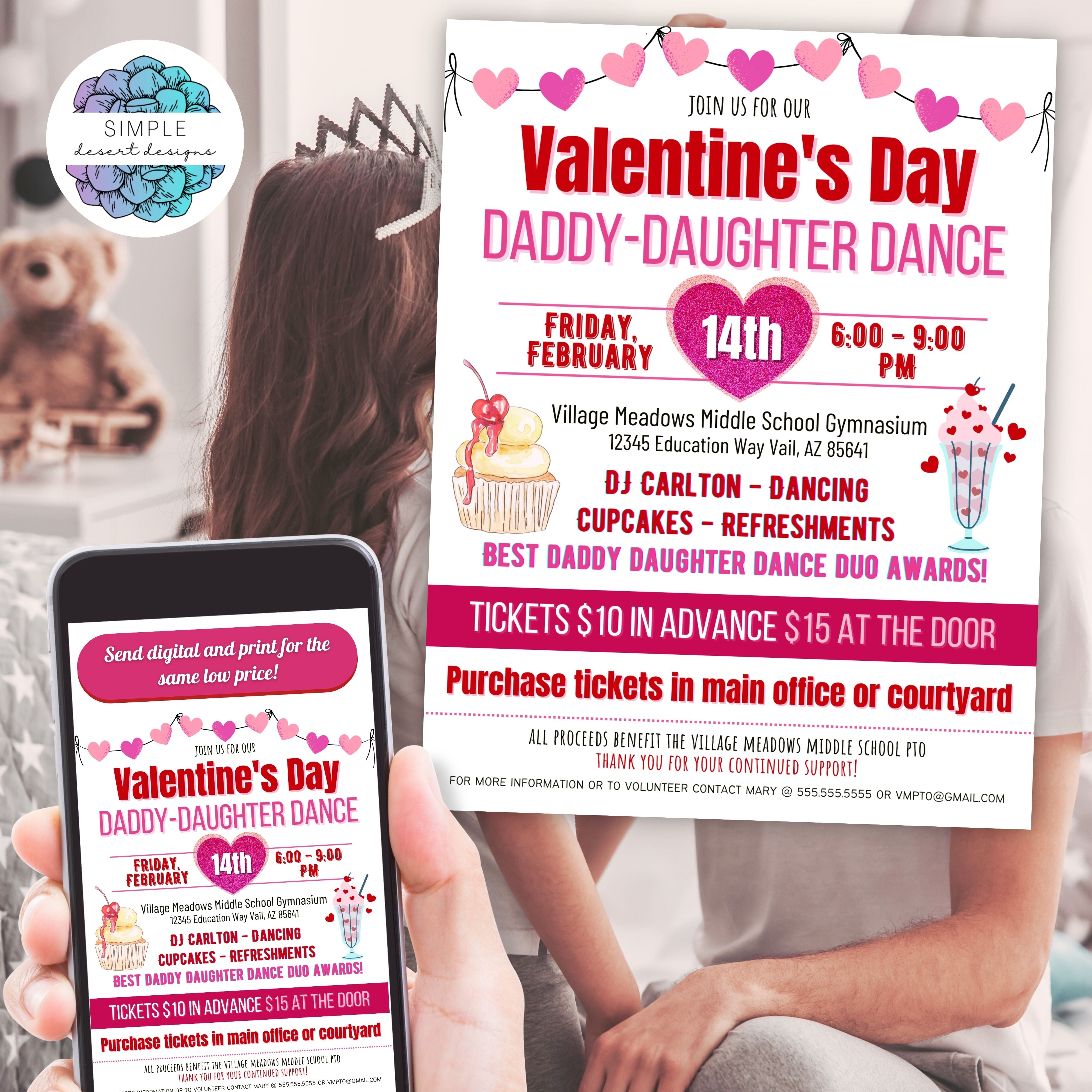 Valentines Daddy Daughter Dance Flyer Set – Simple Desert Designs