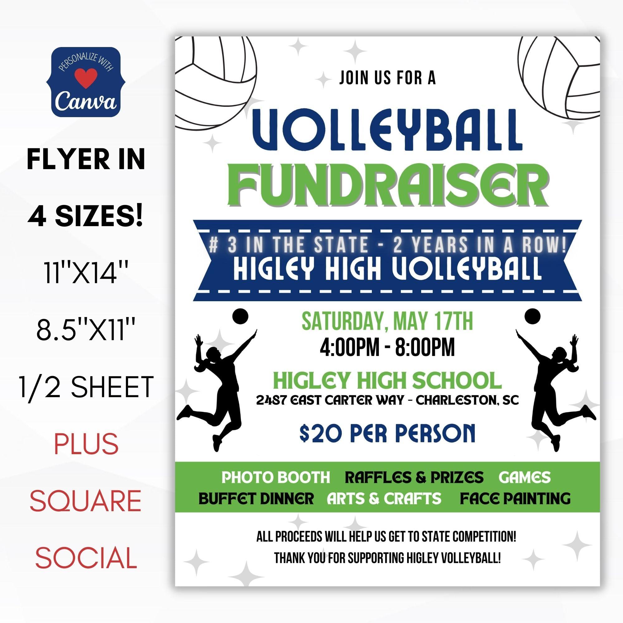 Customizable Volleyball Fundraiser Flyers – Simple Desert Designs