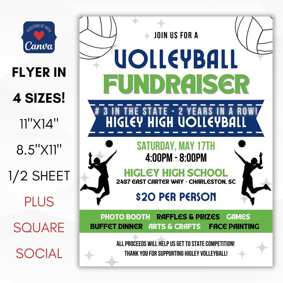 Customizable Volleyball Fundraiser Flyers – Simple Desert Designs