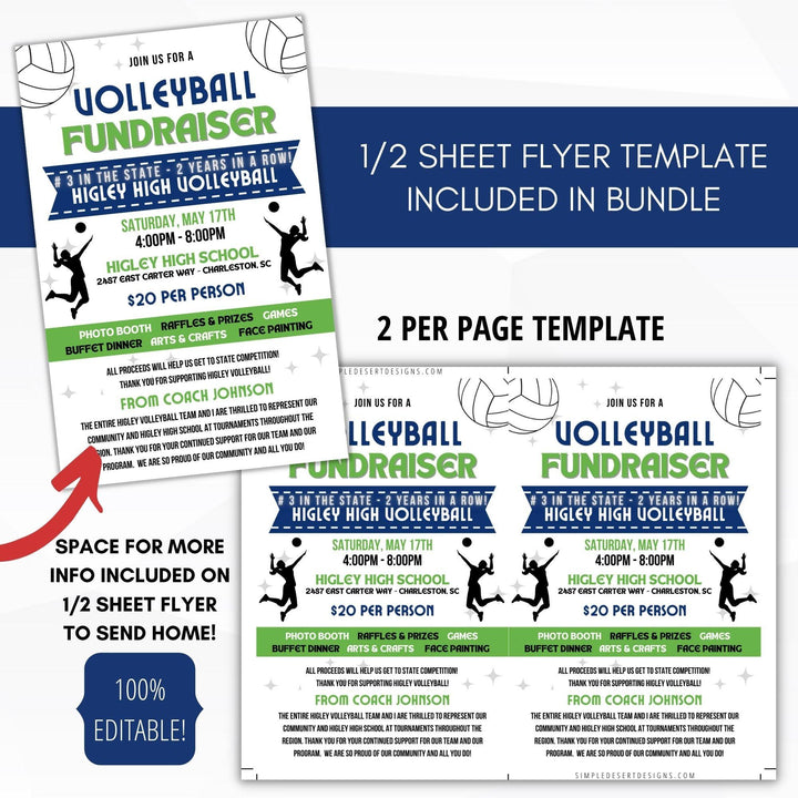 Customizable Volleyball Fundraiser Flyers – Simple Desert Designs