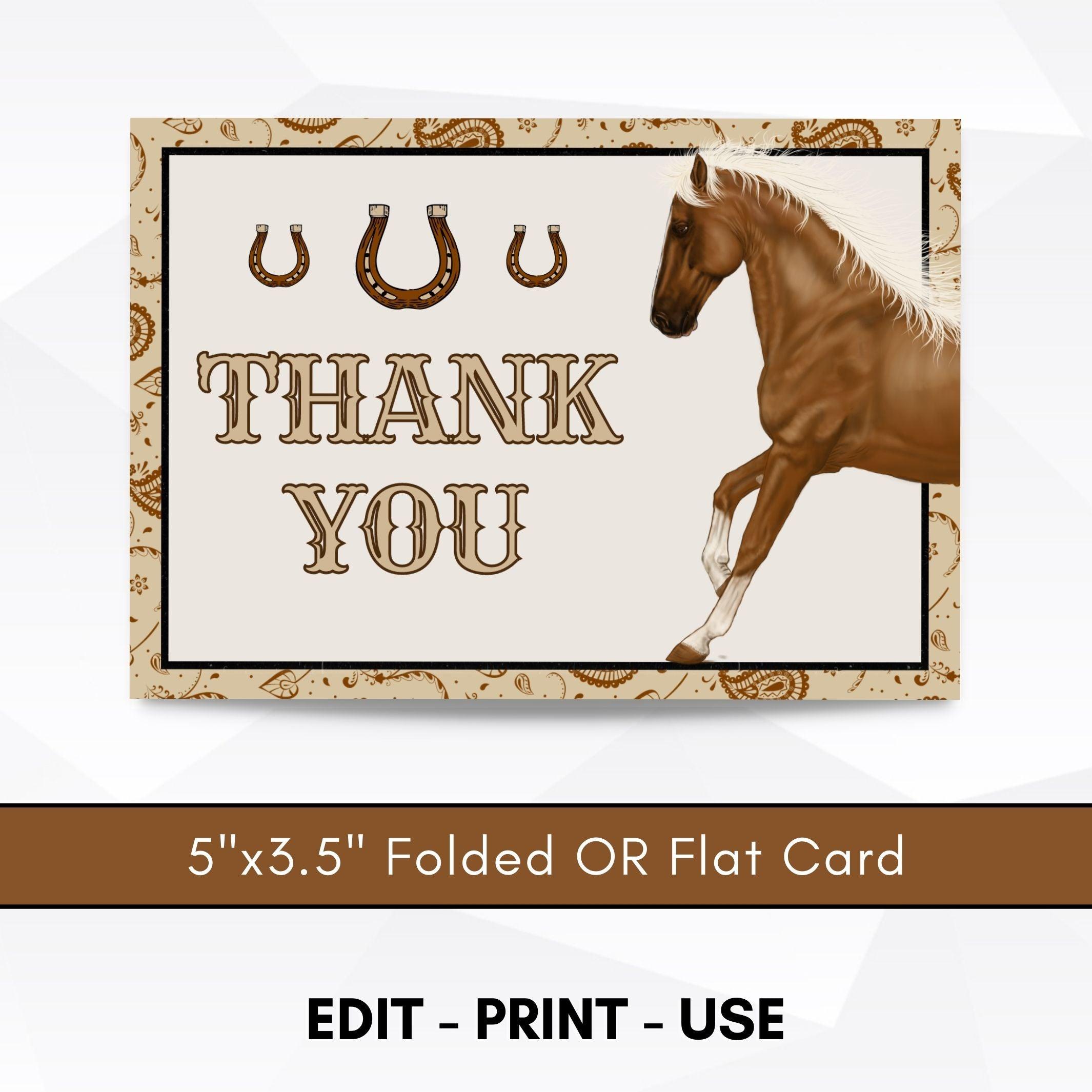 Western Thank You Note Cards Funny Cartoon Cowboy "Thank You For Your