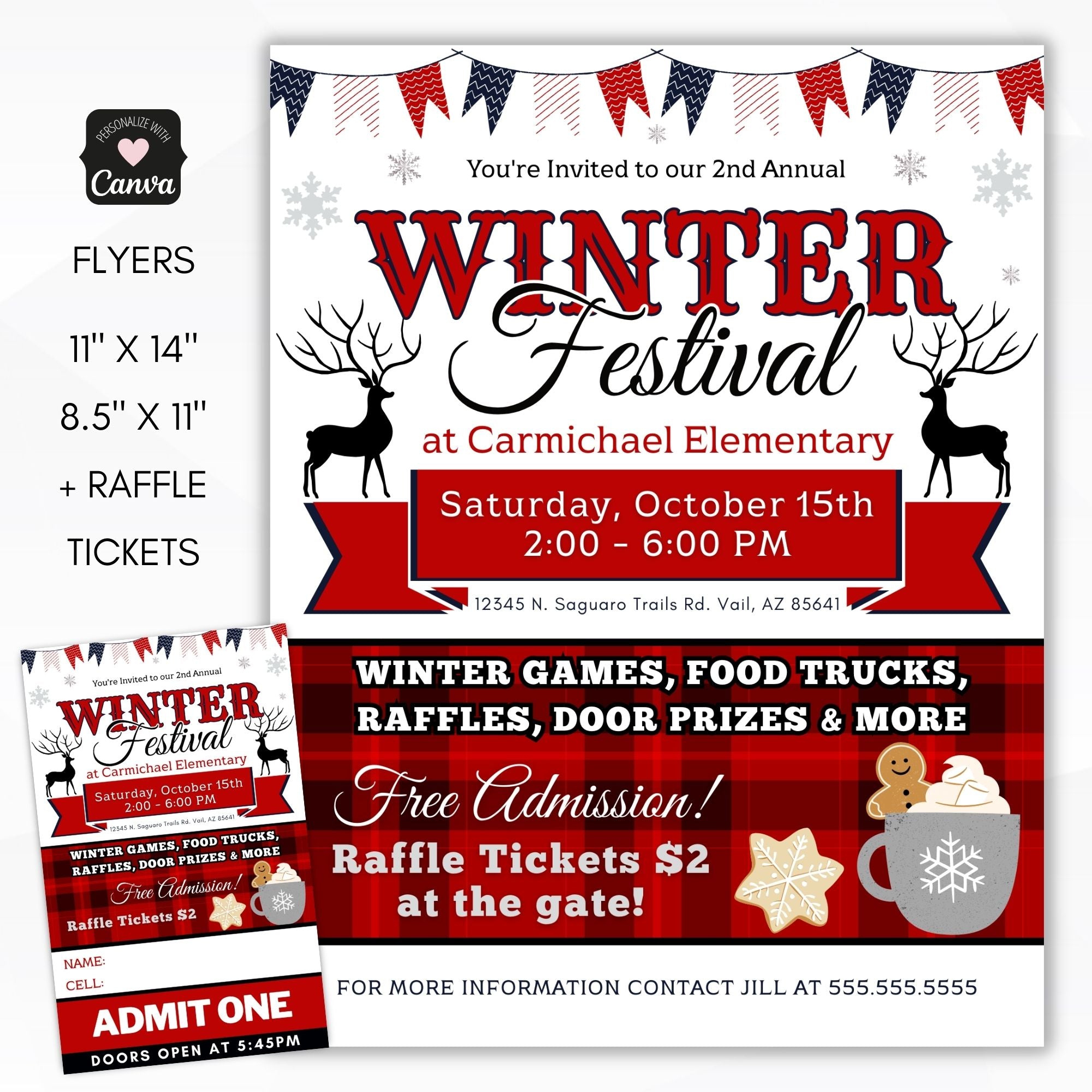 Red Winter Festival Flyers Ticket Bundle – Simple Desert Designs