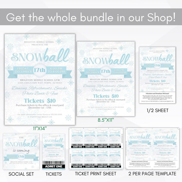 Winter Snow Ball Dance Flyer Set | Simple Desert Designs