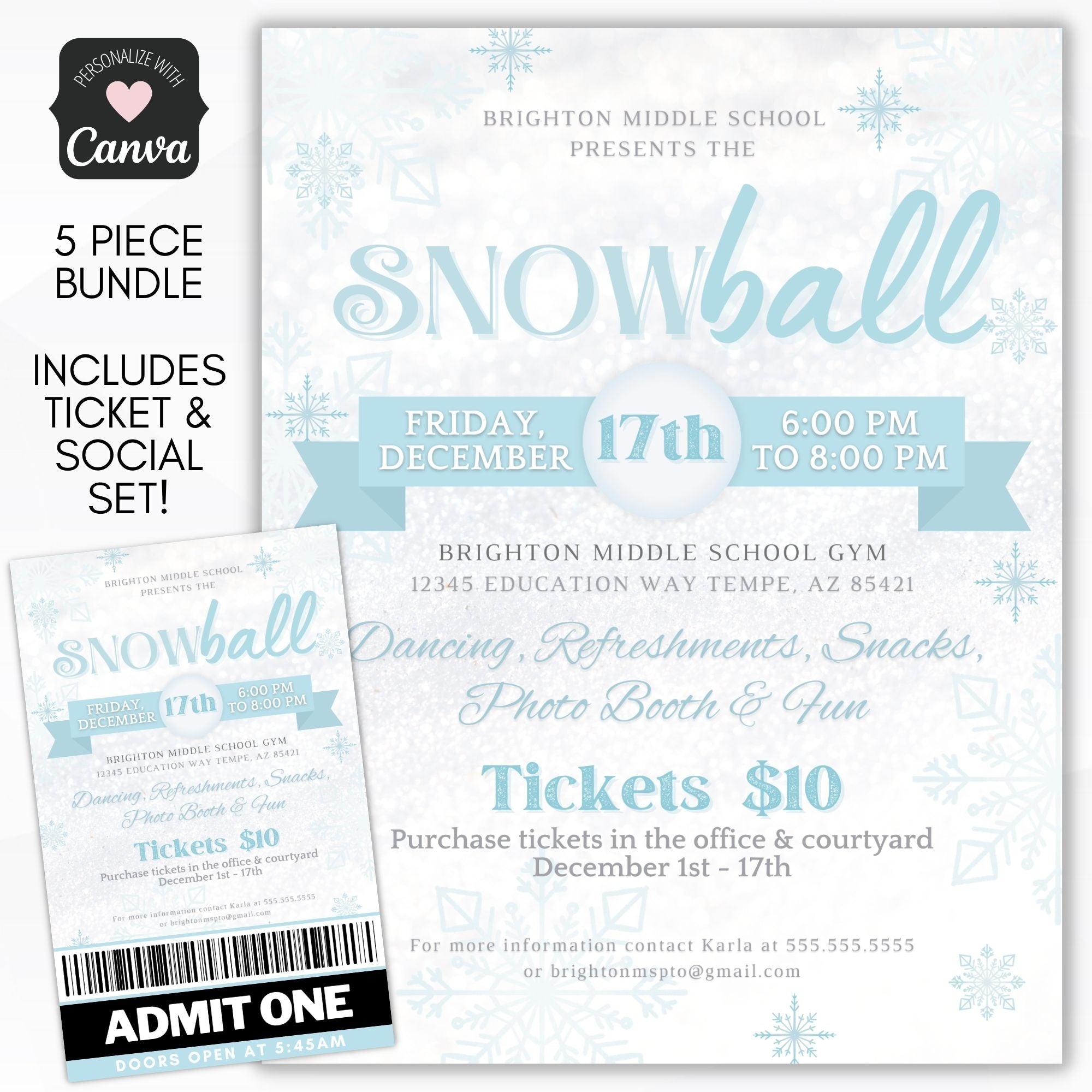Winter Snow Ball Dance Flyer Bundle – Simple Desert Designs