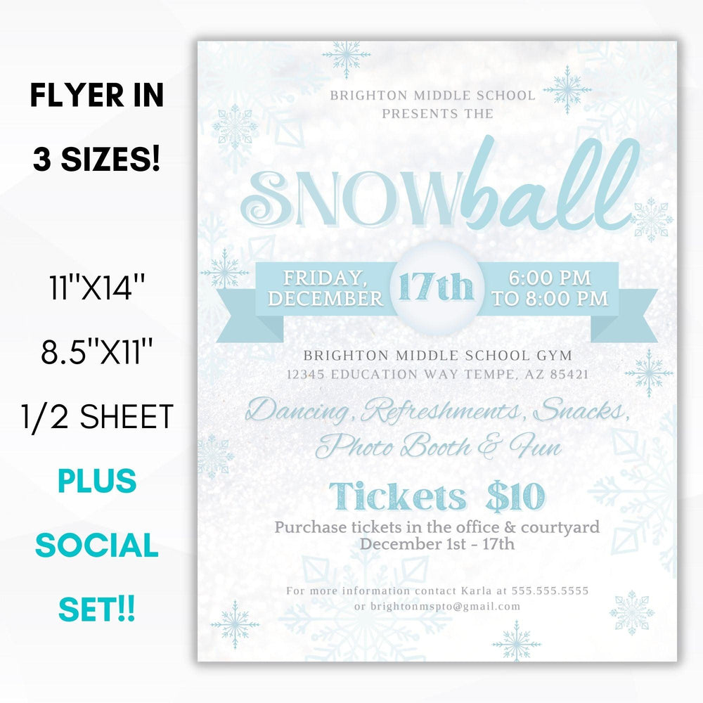 Winter Snow Ball Dance Flyer Ticket Bundle | Simple Desert Designs