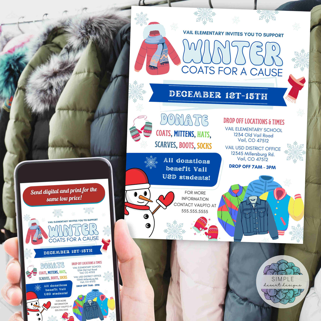 Winter Coat Drive Flyers Set | Simple Desert Designs