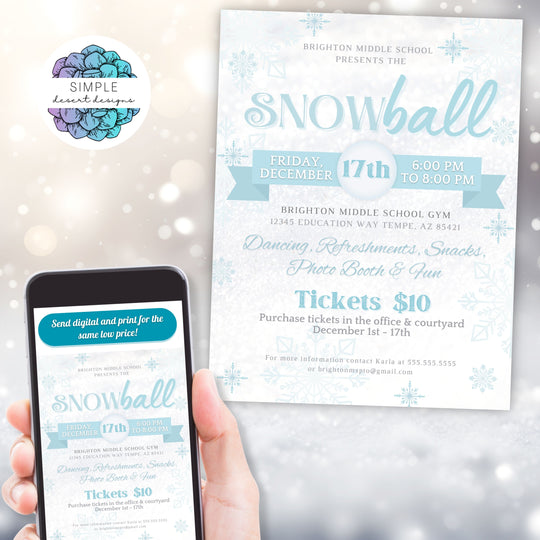 Winter Snow Ball Dance Flyer Set – Simple Desert Designs