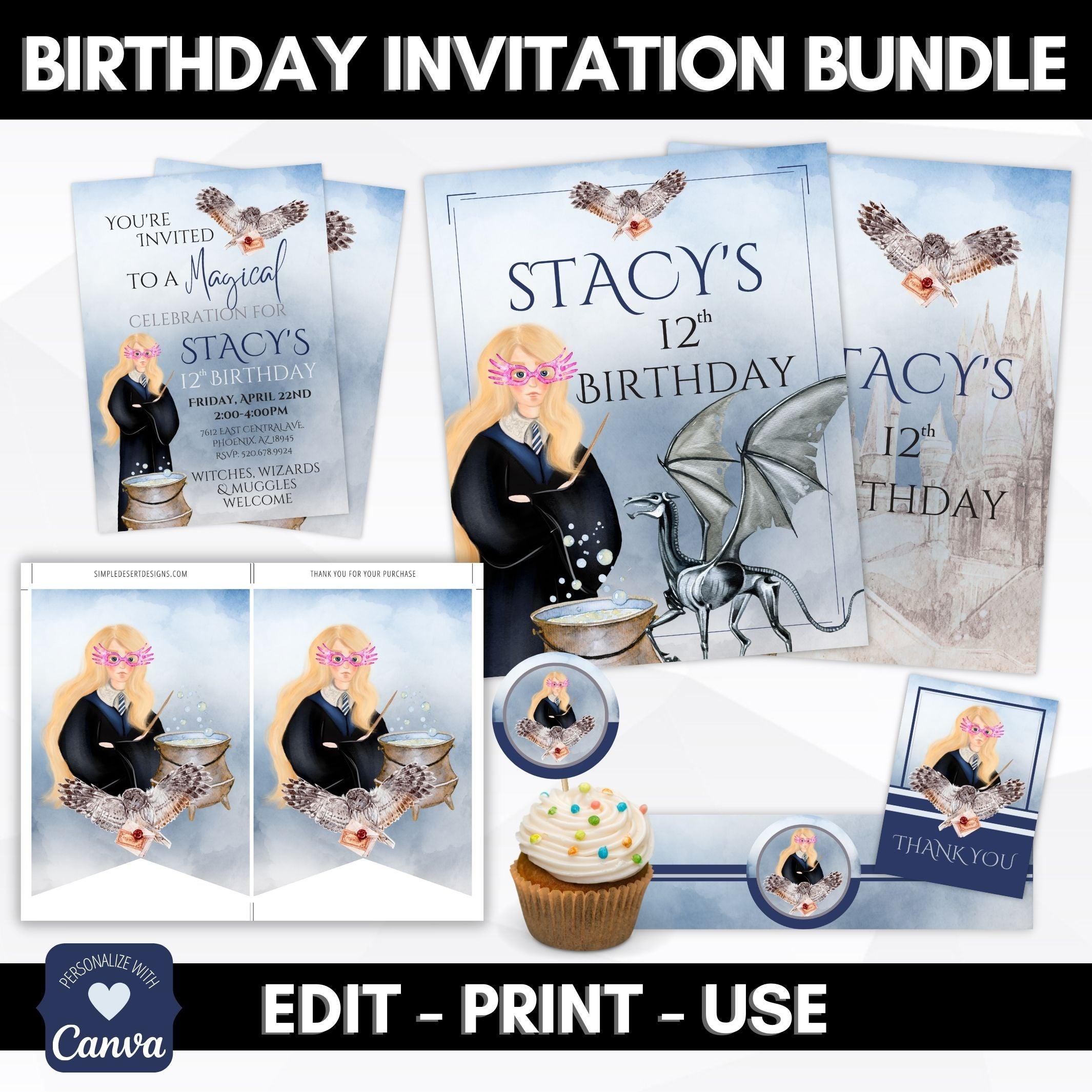 Wizard Girl Invitation Party Bundle – Simple Desert Designs