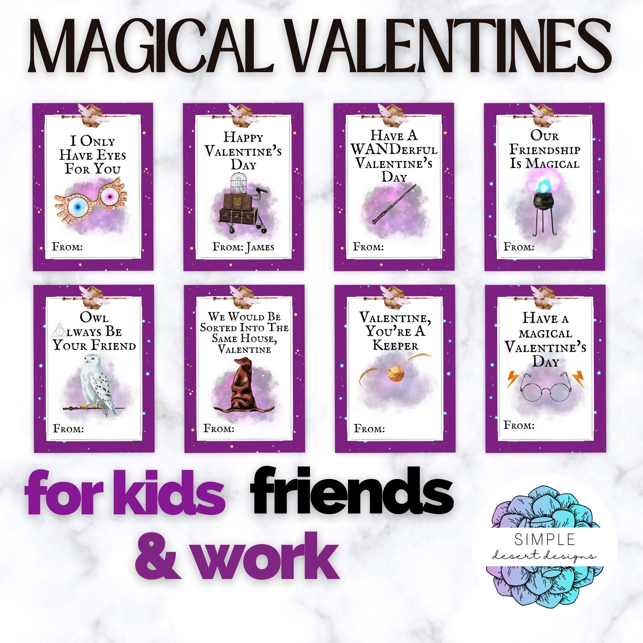 Editable Magical Class Valentines Cards – Simple Desert Designs
