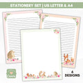 Woodland Animals Journal Paper Stationery Set | Simple Desert Designs