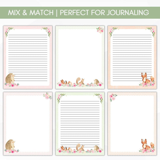 Woodland Animals Journal Paper Stationery – Simple Desert Designs