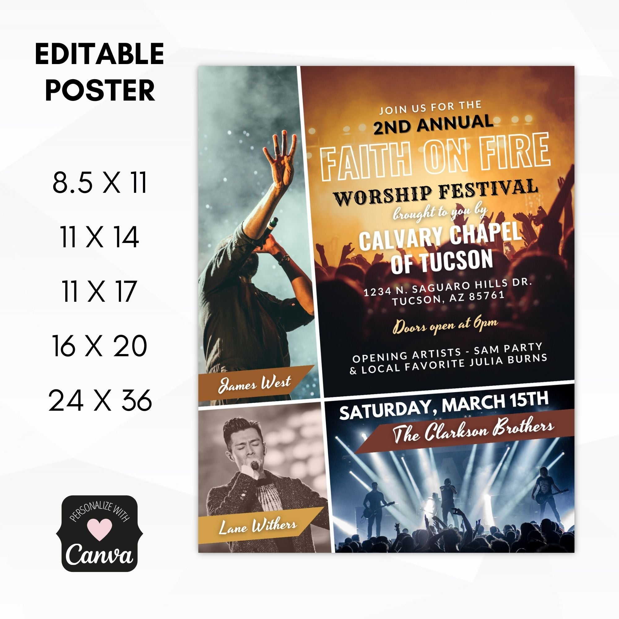 Worship Festival Poster Flyer Set Church – Simple Desert Designs