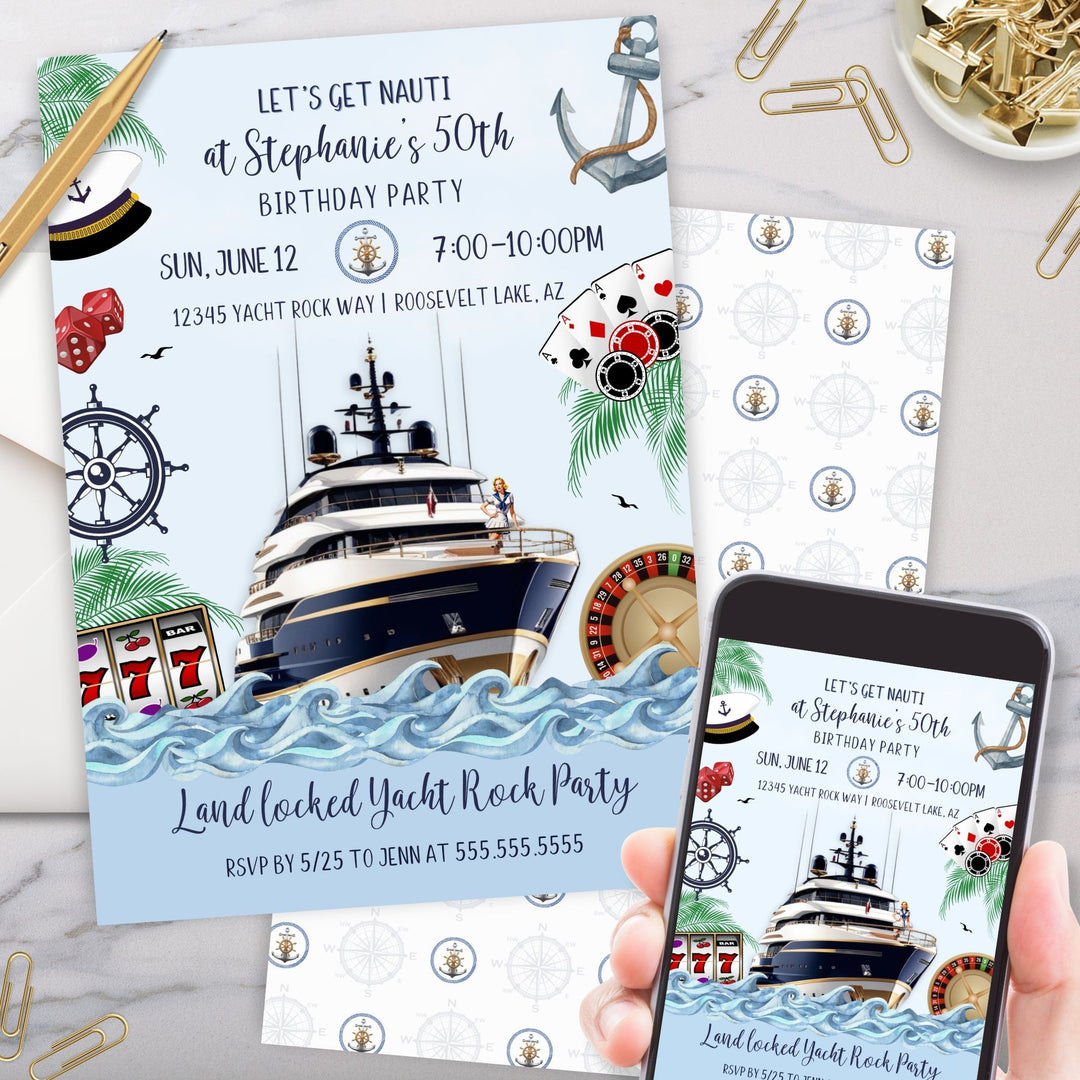 Yacht Party Boat Casino 50th Birthday Invitation | Simple Desert Designs