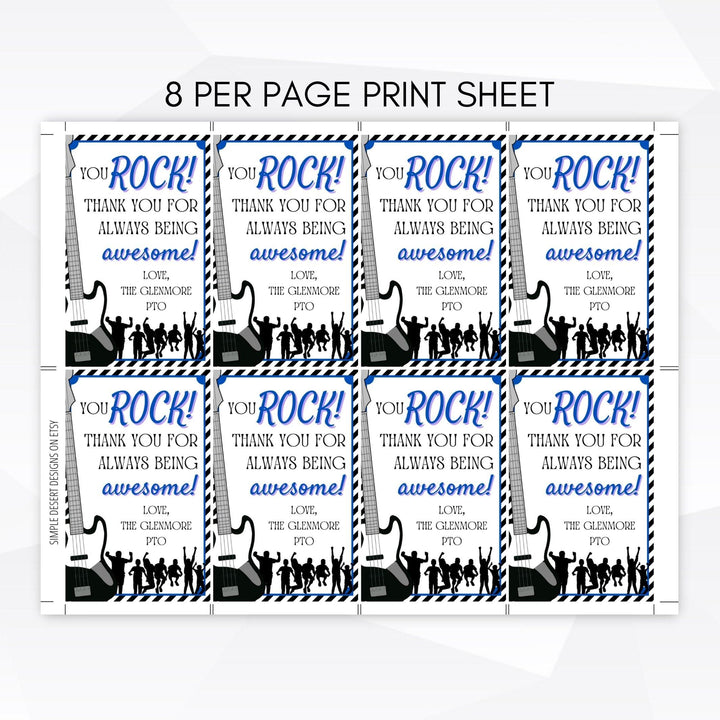 You Rock School PTO Thank You Appreciation Gift Tag | Simple Desert Designs